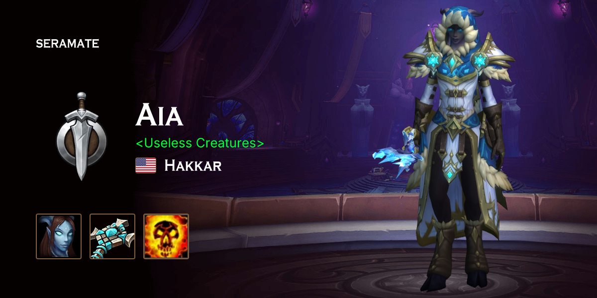 Aia @ Hakkar (US) · Seramate · WoW PvP Leaderboards, Arena Activity, Character Profiles & more.