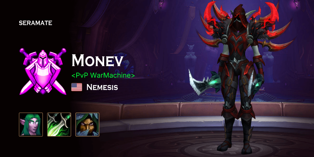 Monev @ Nemesis (US) · Seramate · WoW PvP Leaderboards, Arena Activity, Character Profiles & more.