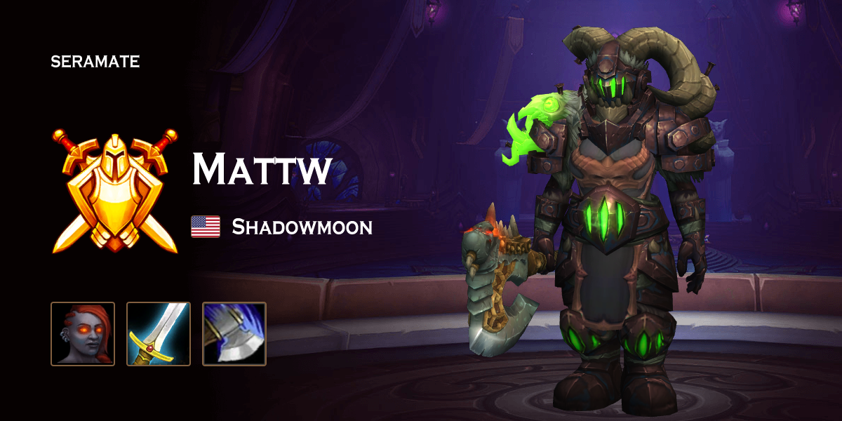 Mattw @ Shadowmoon (US) · Seramate · WoW PvP Leaderboards, Arena Activity, Character Profiles ...