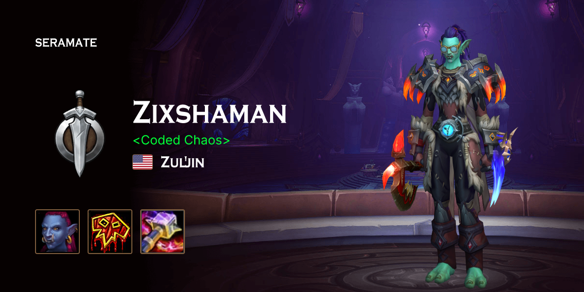Zixshaman @ Zul'jin (US) · Seramate · WoW PvP Leaderboards, Arena ...